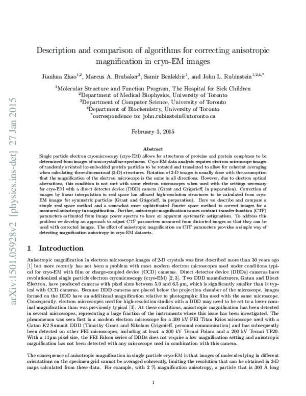 (PDF) Description and comparison of algorithms for correcting anisotropic magnification in cryo ...
