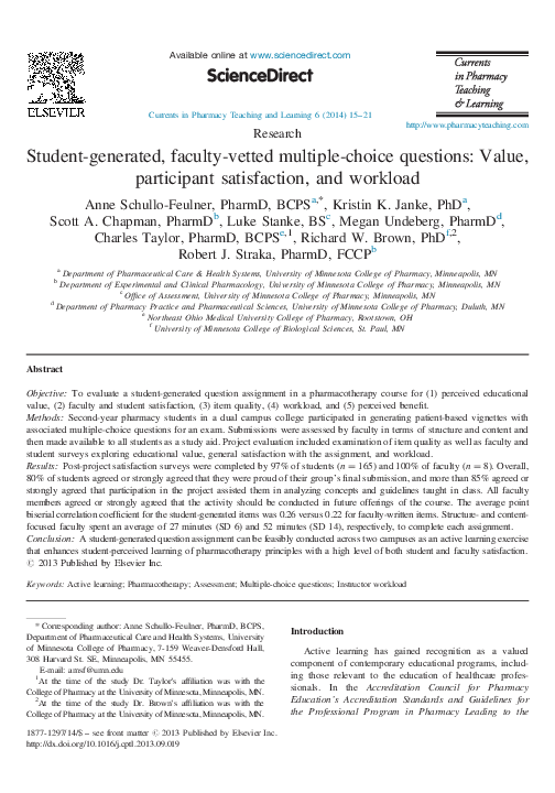 (PDF) Student-generated, faculty-vetted multiple-choice questions ...