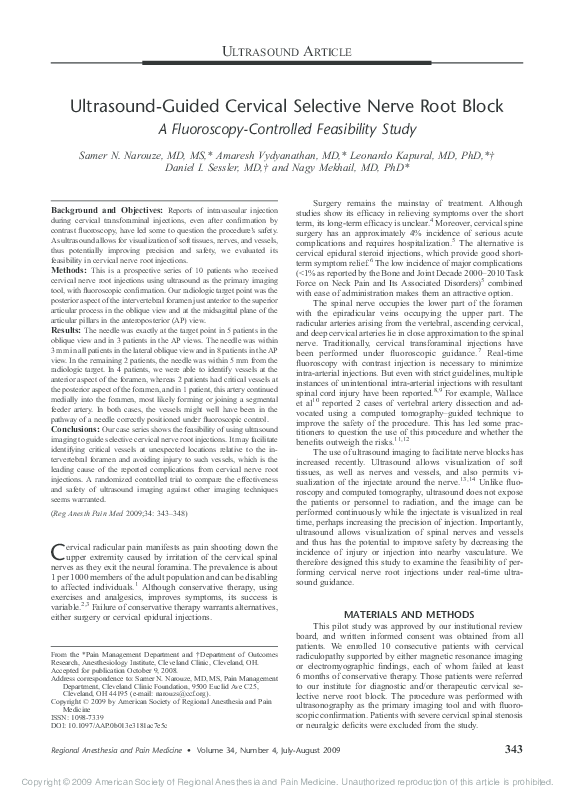(PDF) Ultrasound-Guided Cervical Selective Nerve Root Block