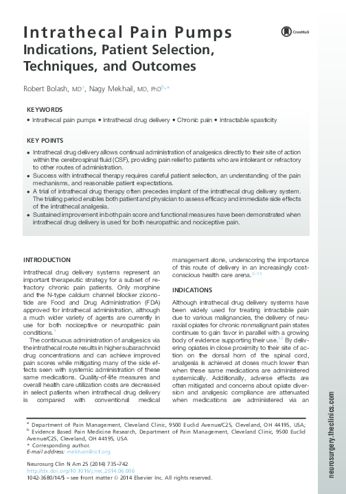 (PDF) Intrathecal Pain Pumps
