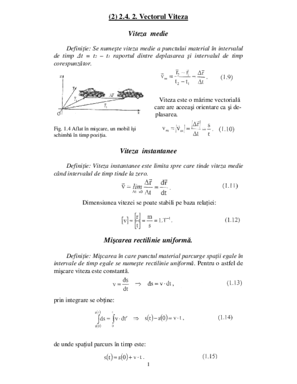 (PDF) 2. Vectorul viteza. Vectorul acceleratie