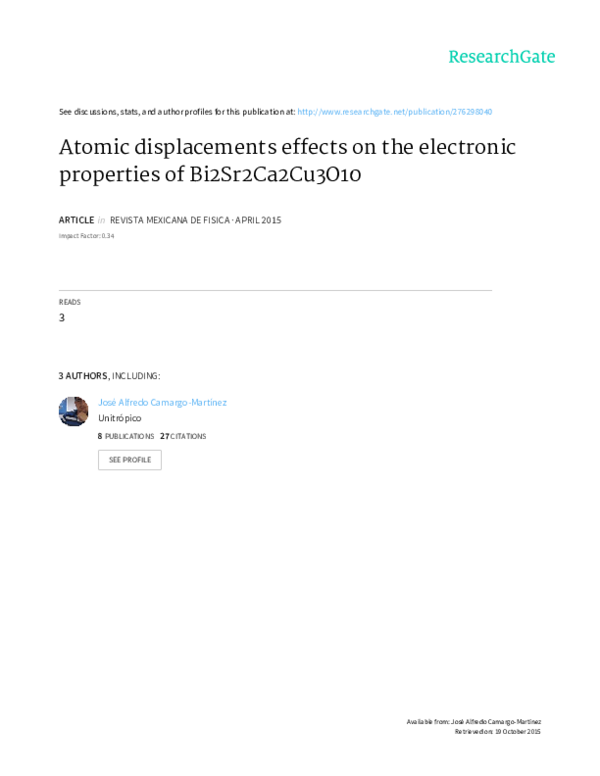 (PDF) Atomic displacements effects on the electronic properties of Bi2Sr2Ca2Cu3O10 | J.A ...