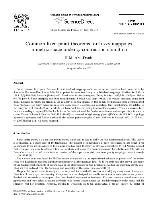 (PDF) Common fixed point theorems for fuzzy mappings in metric space ...