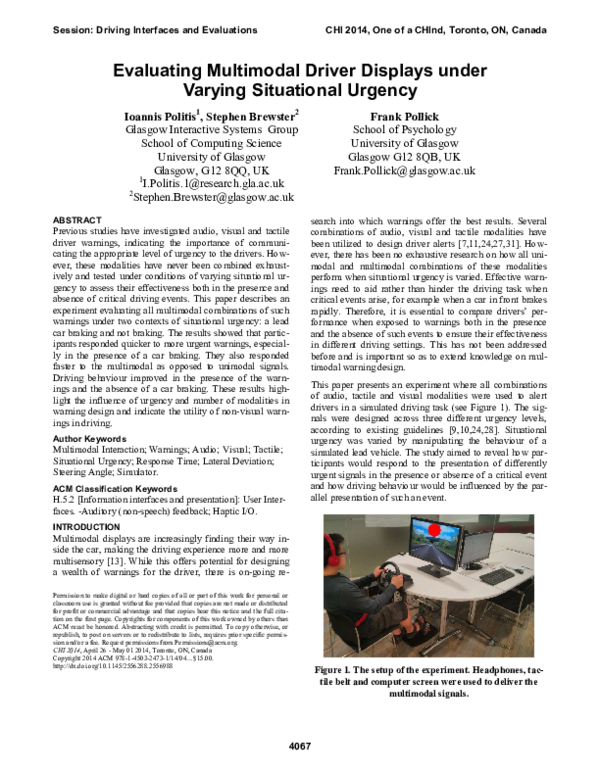 (PDF) Evaluating multimodal driver displays under varying situational ...