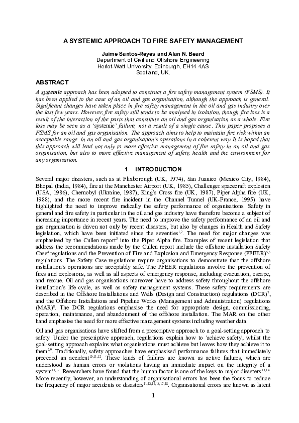 (DOC) A Safety Management System Model with Application to Fire Safety ...