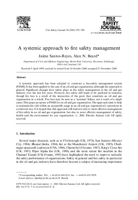 (PDF) A systemic approach to fire safety management