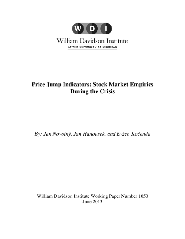 (PDF) Price Jump Indicators: Stock Market Empirics During the Crisis