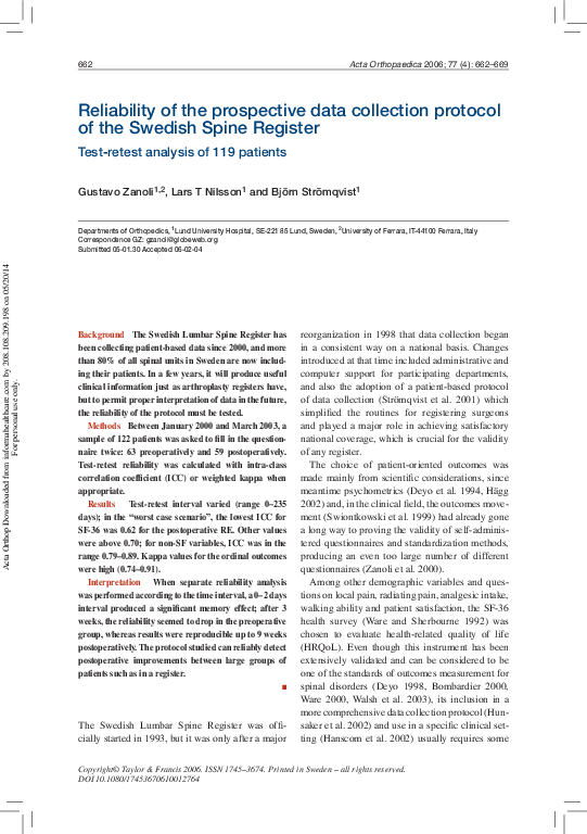 (PDF) Reliability of the prospective data collection protocol of the ...