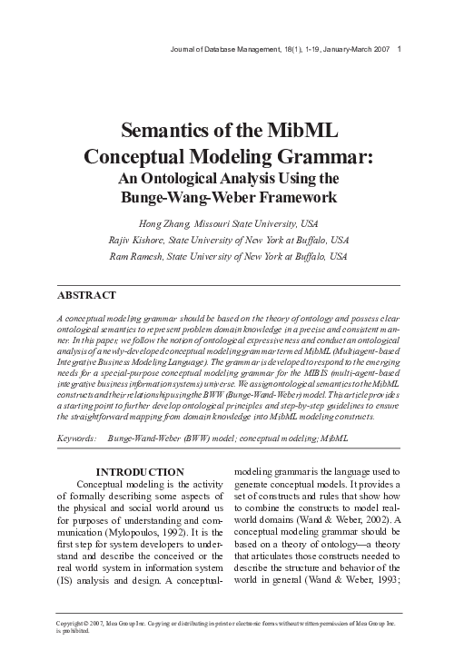 (PDF) Semantics of the MibML Conceptual Modeling Grammar