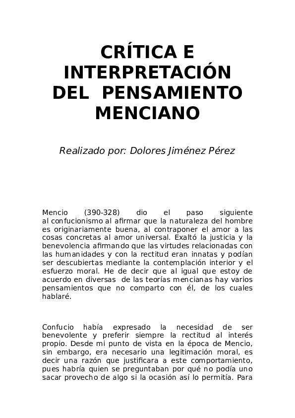 (DOC) Crítica e interpretación sobre el pensamiento de Mencio