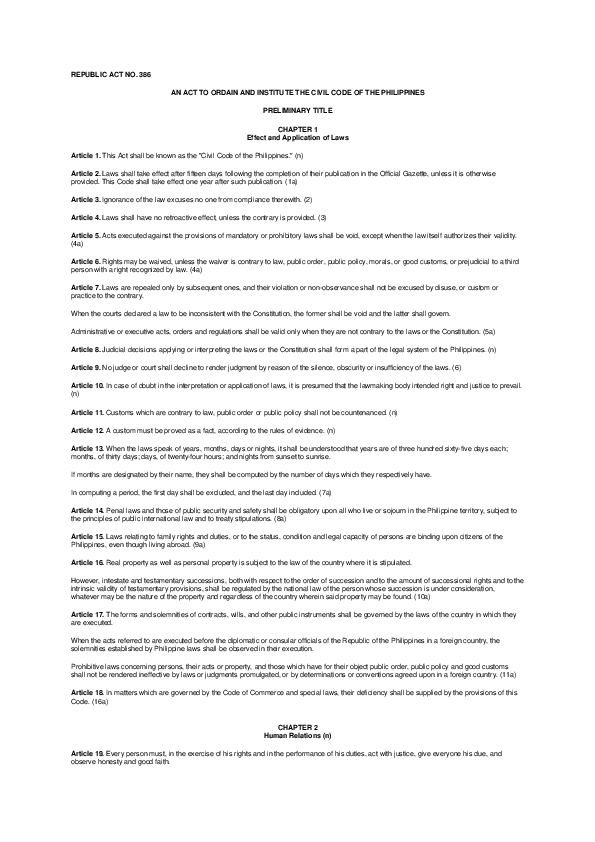 (PDF) Civil Code of The Philippines