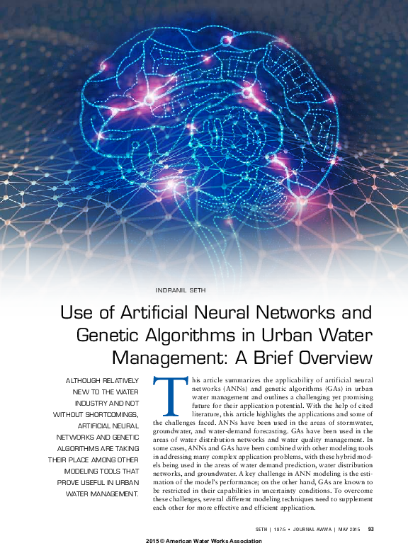 (PDF) Use of Artificial Neural Networks and Genetic Algorithms in Urban Water Management: A ...
