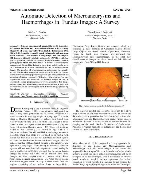 (PDF) Automatic Detection of Microaneurysms and Haemorrhages in Fundus Images: A Survey