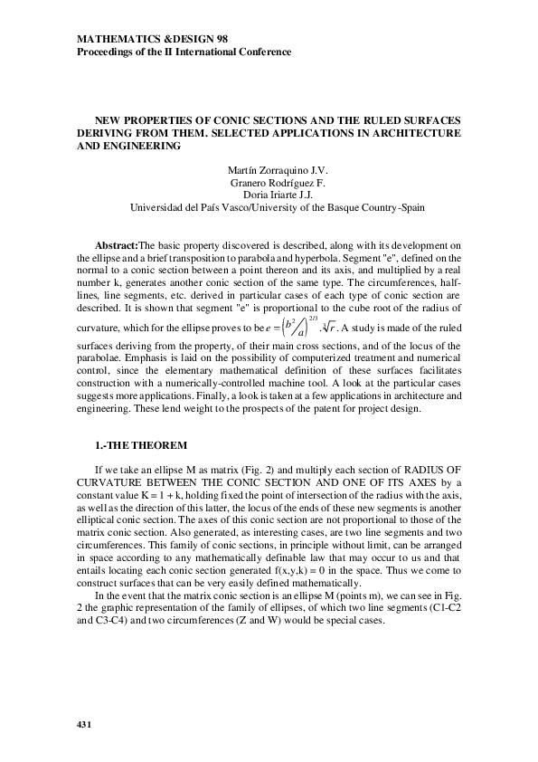 (PDF) NEW PROPERTIES OF CONIC SECTIONS AND THE RULED SURFACES DERIVING ...