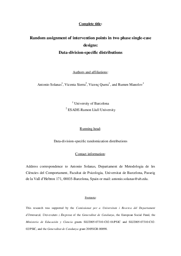 (PDF) Random assignment of intervention points in two-phase single-case ...