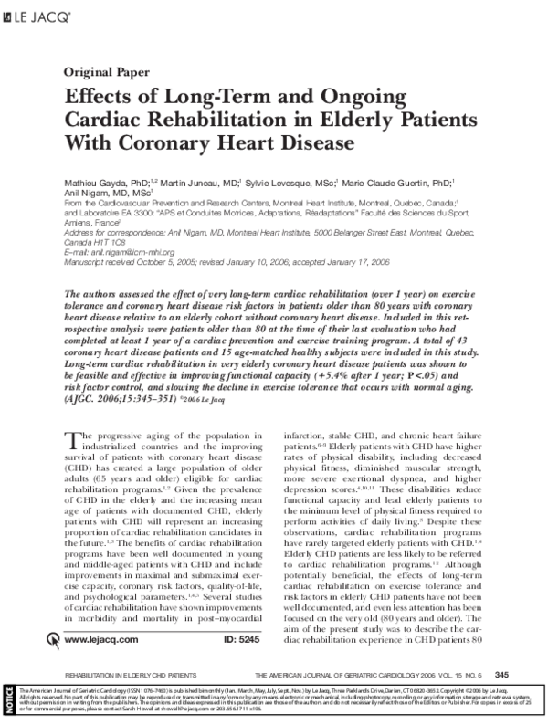 (PDF) Cardiac Rehabilitation and Secondary Prevention of Coronary Heart Disease | Mojsije Andjic ...