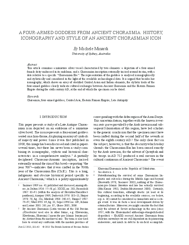 (PDF) A Four-Armed Goddess from Ancient Chorasmia: History, Iconography ...