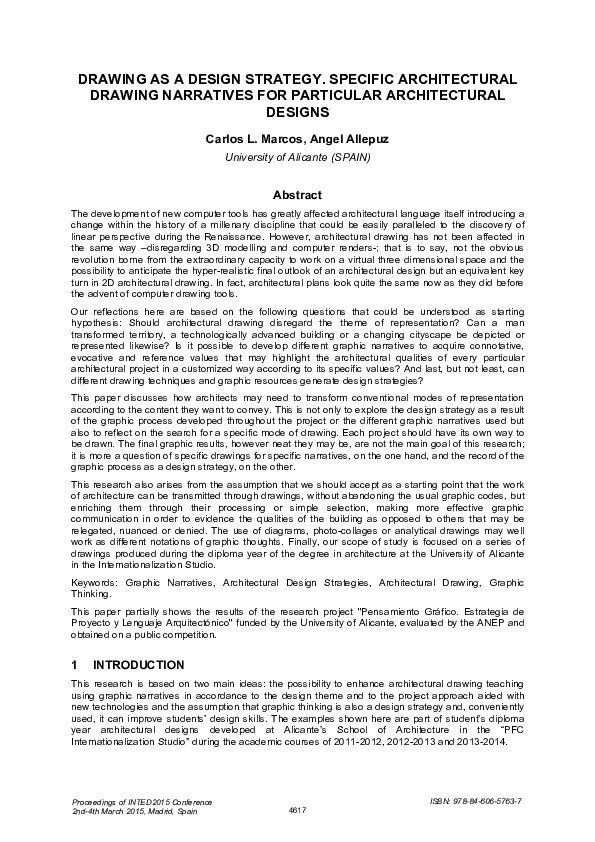 (PDF) DRAWING AS A DESIGN STRATEGY. SPECIFIC ARCHITECTURAL DRAWING ...