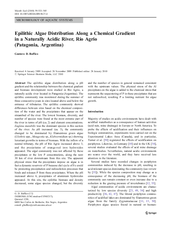 (PDF) Epilithic Algae Distribution Along a Chemical Gradient in a ...