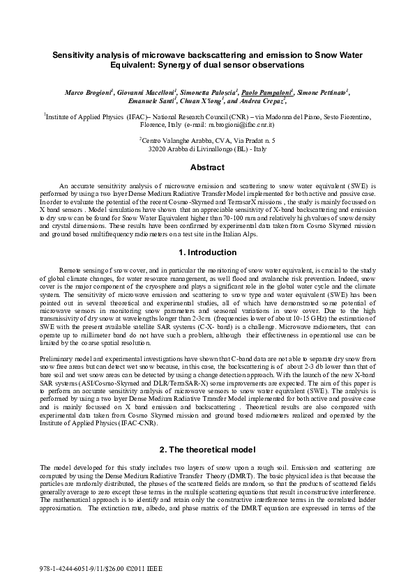 (PDF) Sensitivity analysis of microwave backscattering and emission to ...