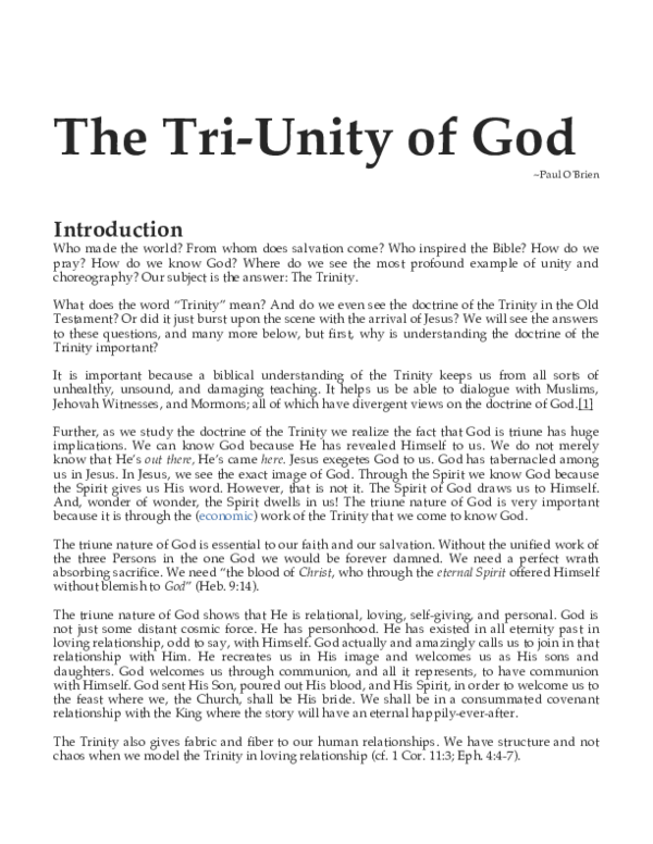 (PDF) The Tri-Unity of God