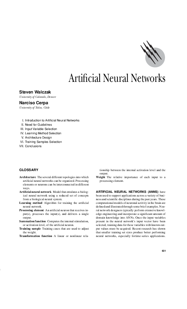 (PDF) Artificial Neural Networks