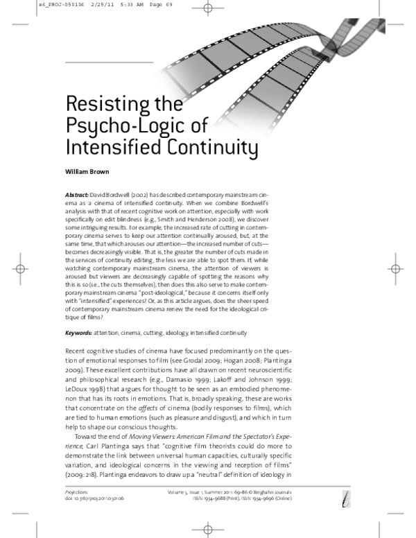 (PDF) ‘Resisting the Psycho-Logic of Intensified Continuity’