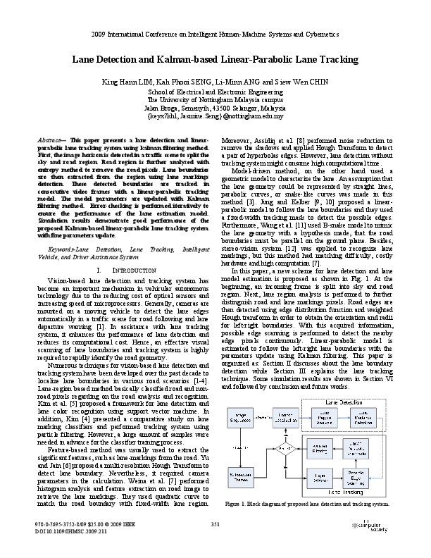 (PDF) Lane Detection and Kalman-Based Linear-Parabolic Lane Tracking