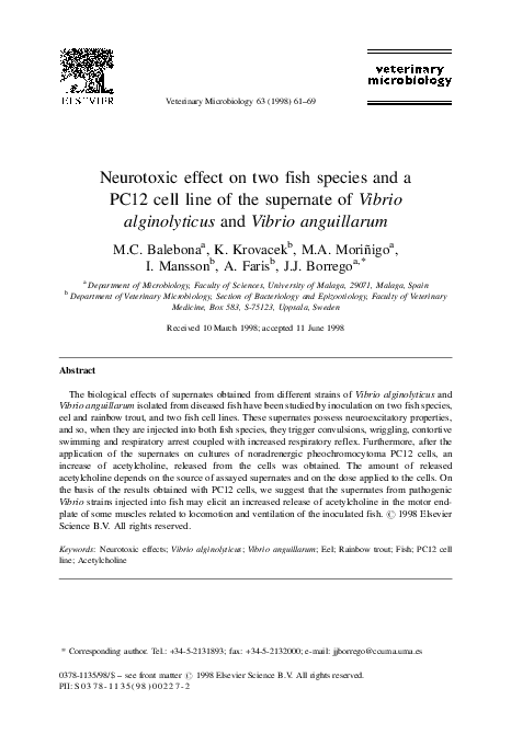 (PDF) Neurotoxic effect on two fish species and a PC12 cell line of the ...