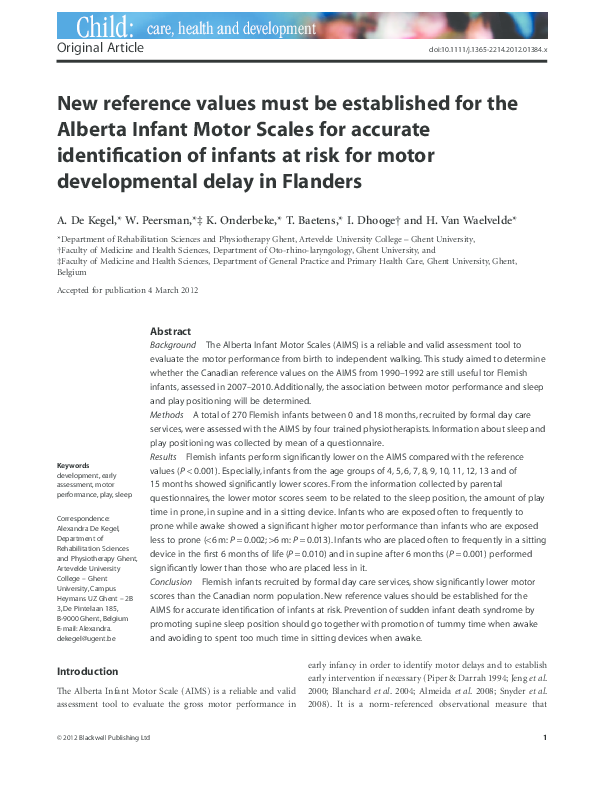 (PDF) New reference values must be established for the Alberta Infant ...