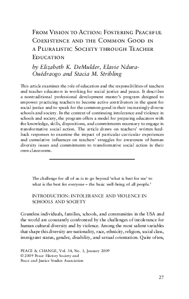 From vision to action: Fostering peaceful coexistence and the common ...