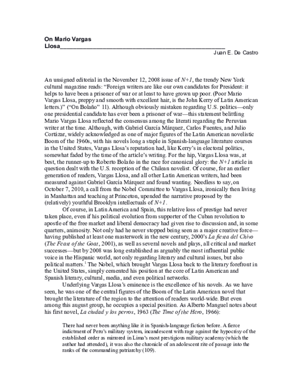(DOC) On Mario Vargas Llosa