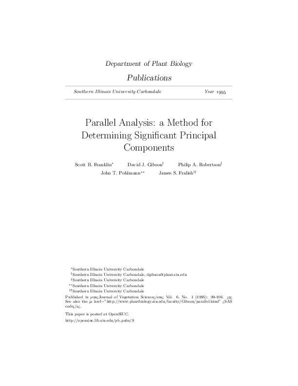 (PDF) Parallel Analysis: a method for determining significant principal ...