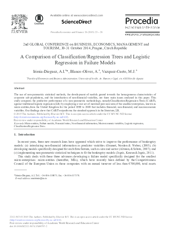 (PDF) A Comparison of Classification/Regression Trees and Logistic Regression in Failure Models ...