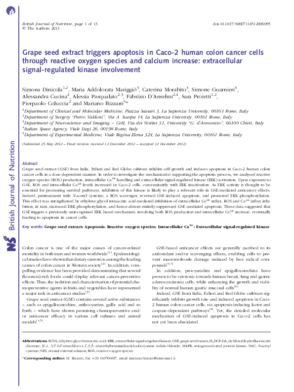 (PDF) Grape seed extract triggers apoptosis in Caco-2 human colon ...