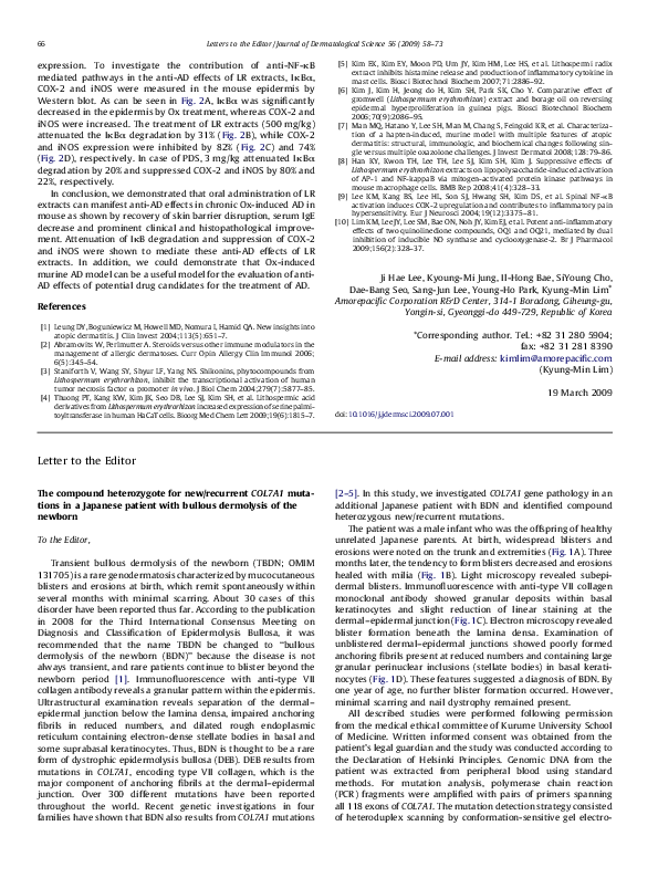 (PDF) The compound heterozygote for new/recurrent COL7A1 mutations in a ...