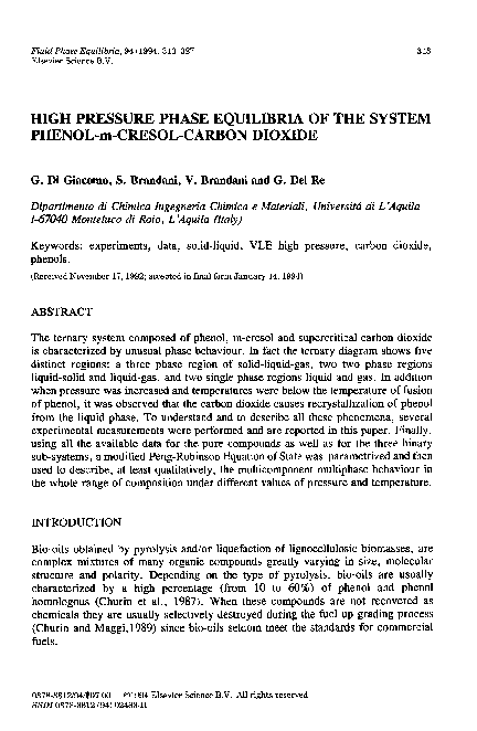 (PDF) High pressure phase equilibria of the system phenol-m-cresol ...