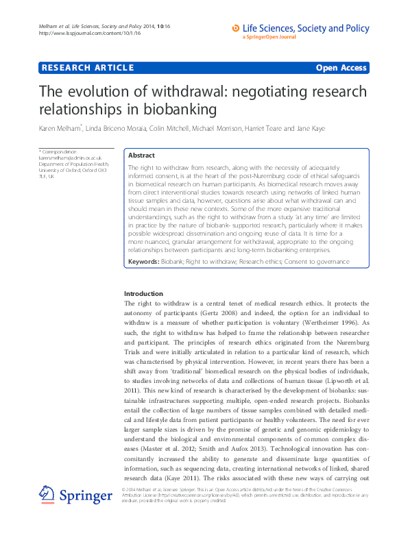 (PDF) The evolution of withdrawal: negotiating research relationships ...