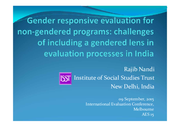 (PDF) Gender Responsive Evaluation for non-gendered Programs ...