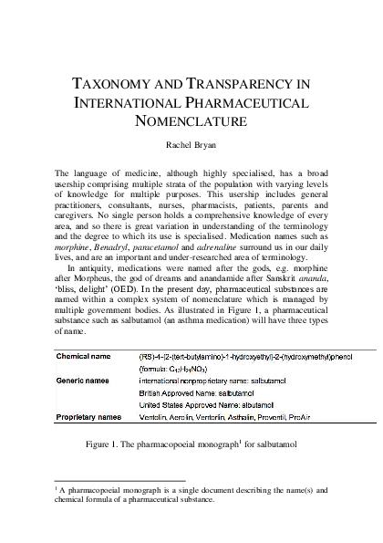 (PDF) Taxonomy and Transparency in International Pharmaceutical ...