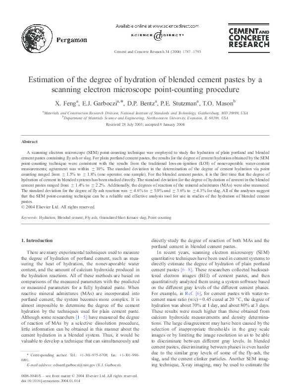 (PDF) Estimation of the degree of hydration of blended cement pastes by ...