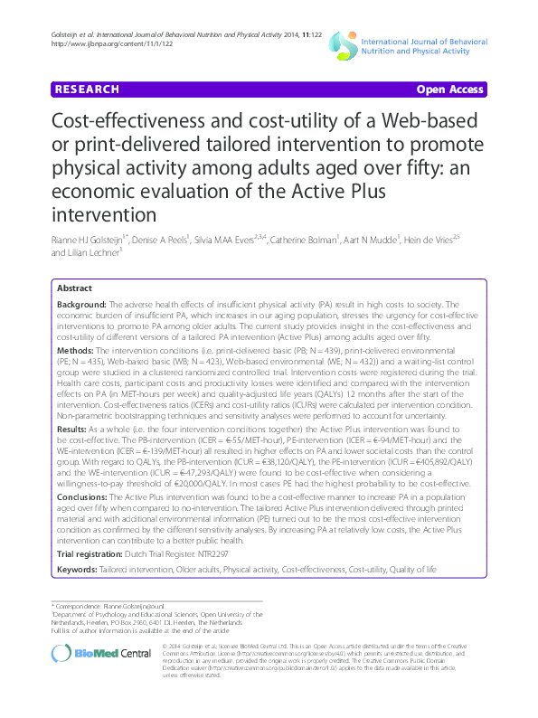 (PDF) Cost-effectiveness and cost-utility of a Web-based or print-delivered tailored ...