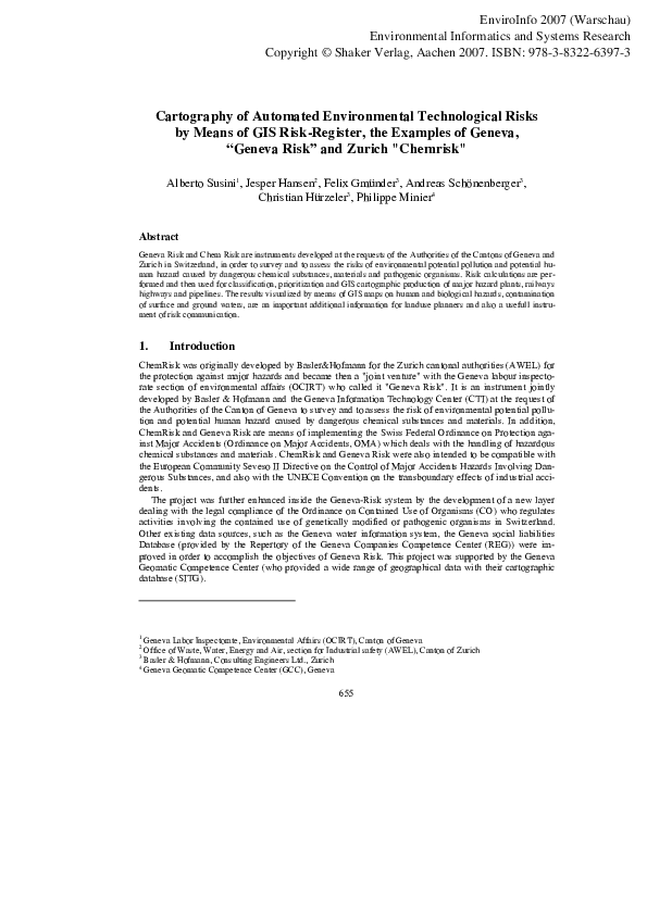 (PDF) Cartography of Automated Environmental Technological Risks by ...