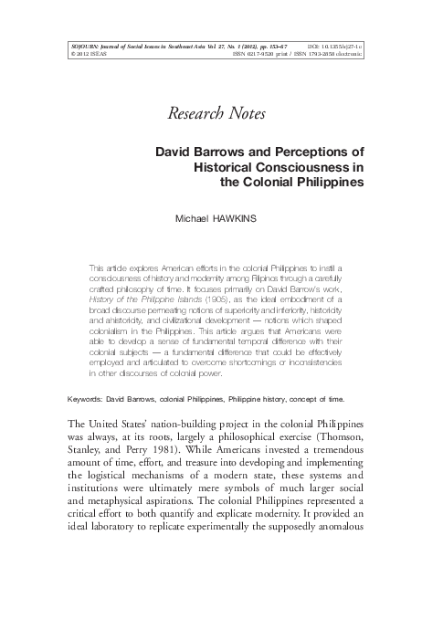 (PDF) David Barrows and Perceptions of Historical Consciousness in the ...