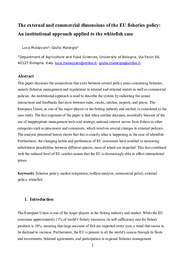 (DOC) The external and commercial dimensions of the EU fisheries policy ...