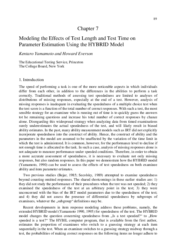 (PDF) Modeling the effects of test length and test time on parameter ...