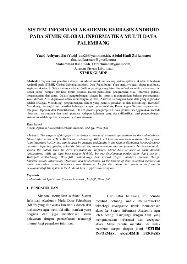 (PDF) Jurnal SISTEM INFORMASI AKADEMIK