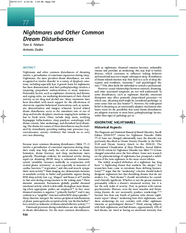 (PDF) Nightmares and Other Common Dream Disturbances