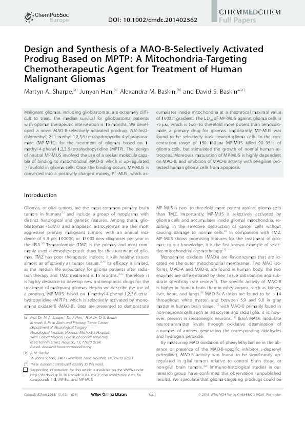 (PDF) Design and Synthesis of a MAO-B-Selectively Activated Prodrug ...