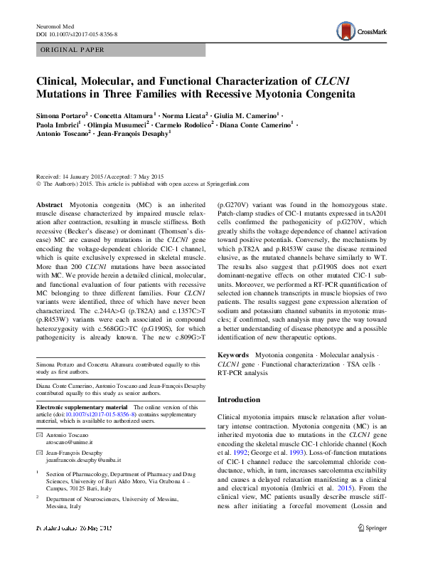 (PDF) Myotonia congenita (Becker's variant) | anshu rohatgi - Academia.edu